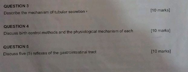 QUESTION 3 Describe the mechanism of tubular | StudyX