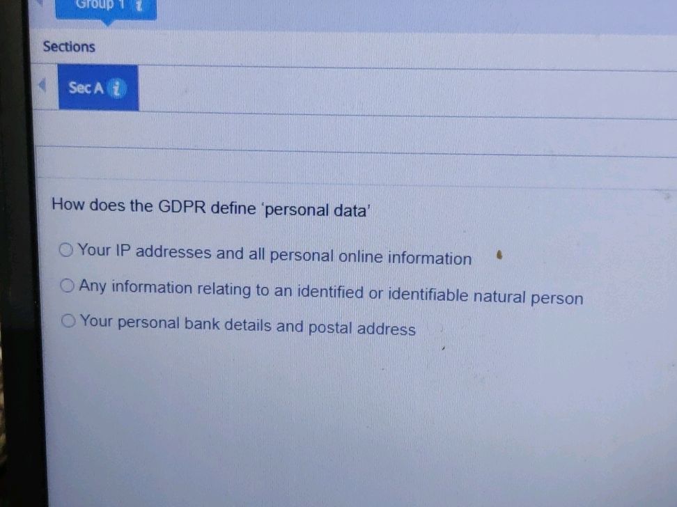 How does the GDPR define 'personal data'? | StudyX