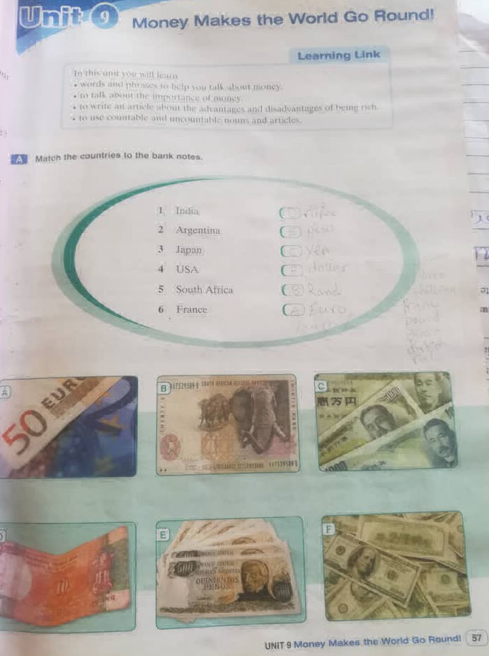 Match the countries to the bank notes. 1 | StudyX