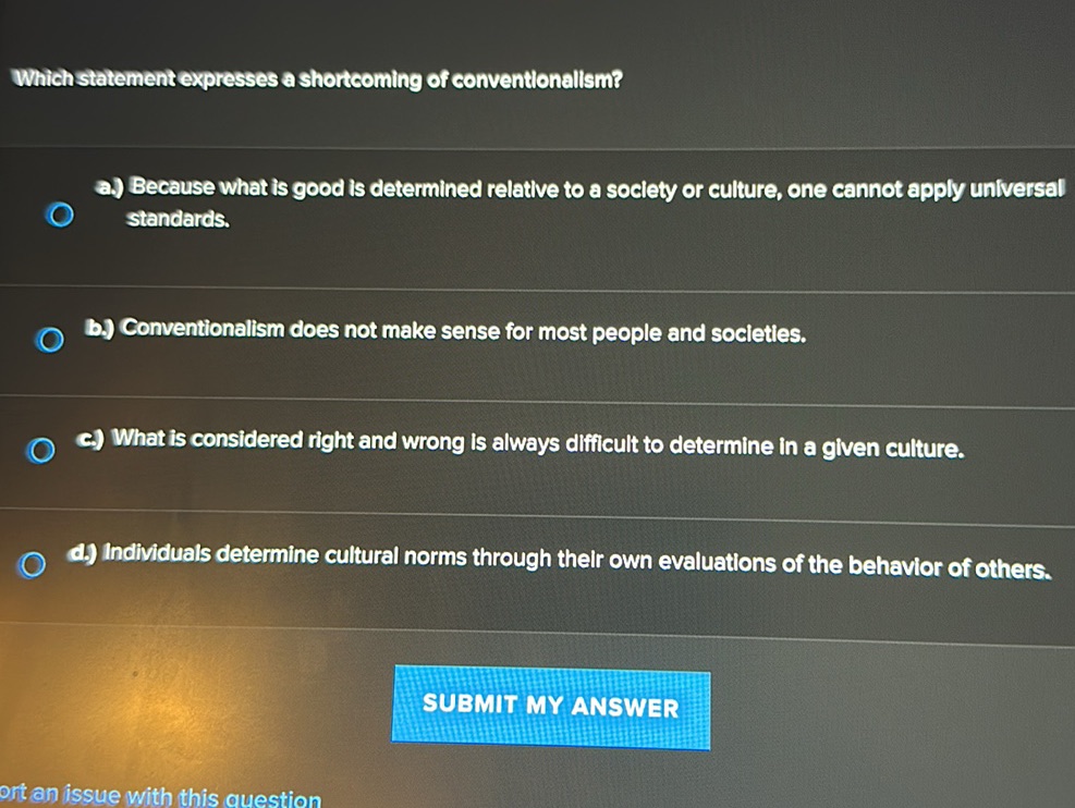 Which statement expresses a shortcoming of