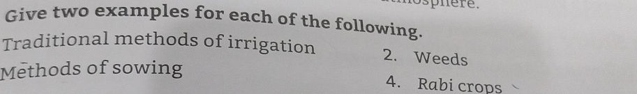 Give two examples for each of the following. | StudyX