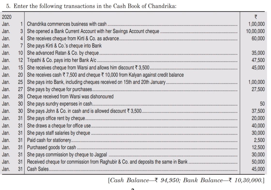 5. Enter the following transactions in the | StudyX