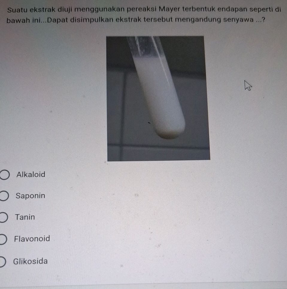 Suatu ekstrak diuji menggunakan pereaksi | StudyX