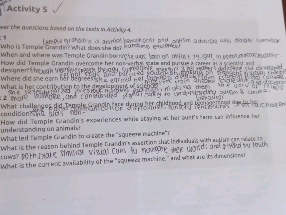 1. Who is Temple Grandin? What does she do? | StudyX