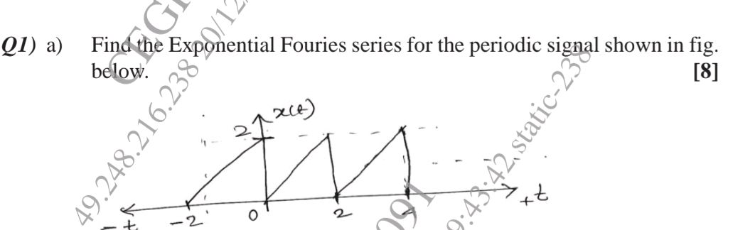 Q1) a) Find the Exponential Fouries series | StudyX