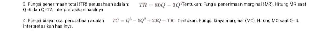 3. Fungsi penerimaan total (TR) perusahaan | StudyX