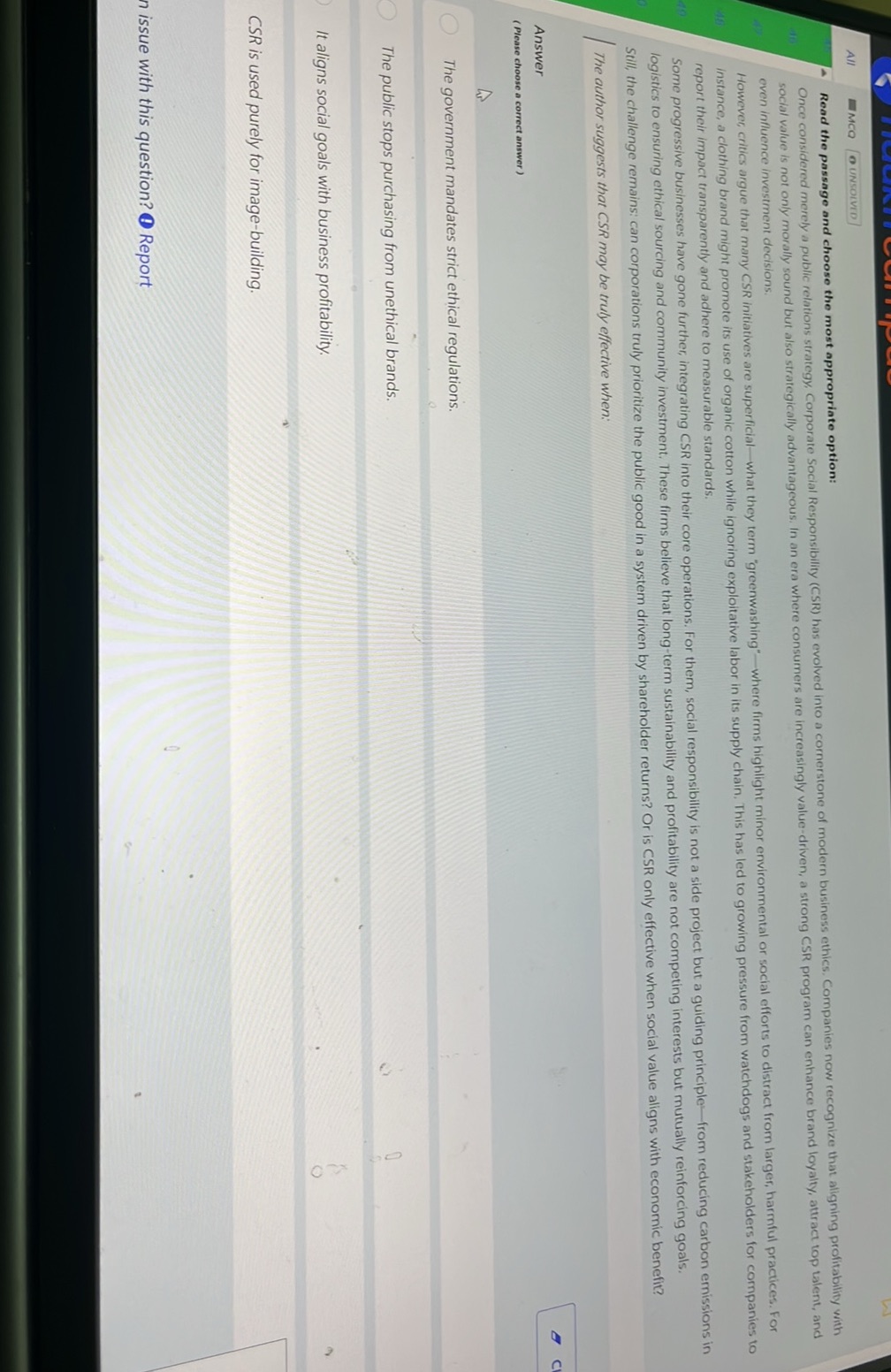 Read the passage and choose the most | StudyX