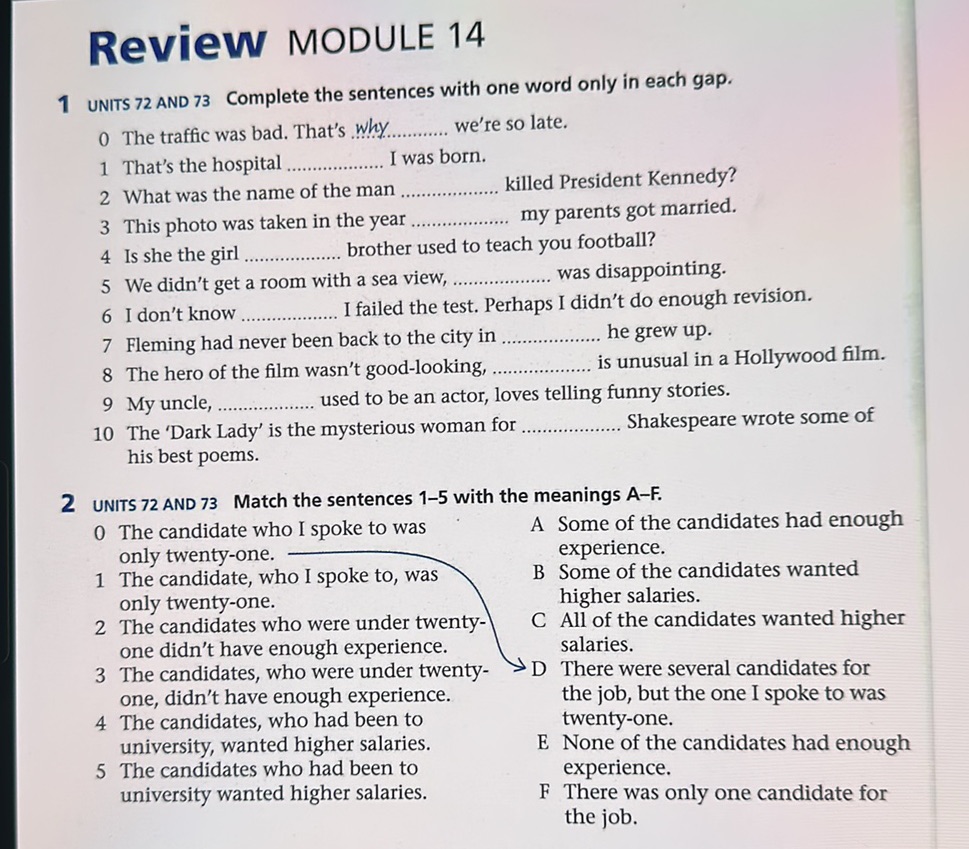1 UNITS 72 AND 73 Complete the sentences | StudyX