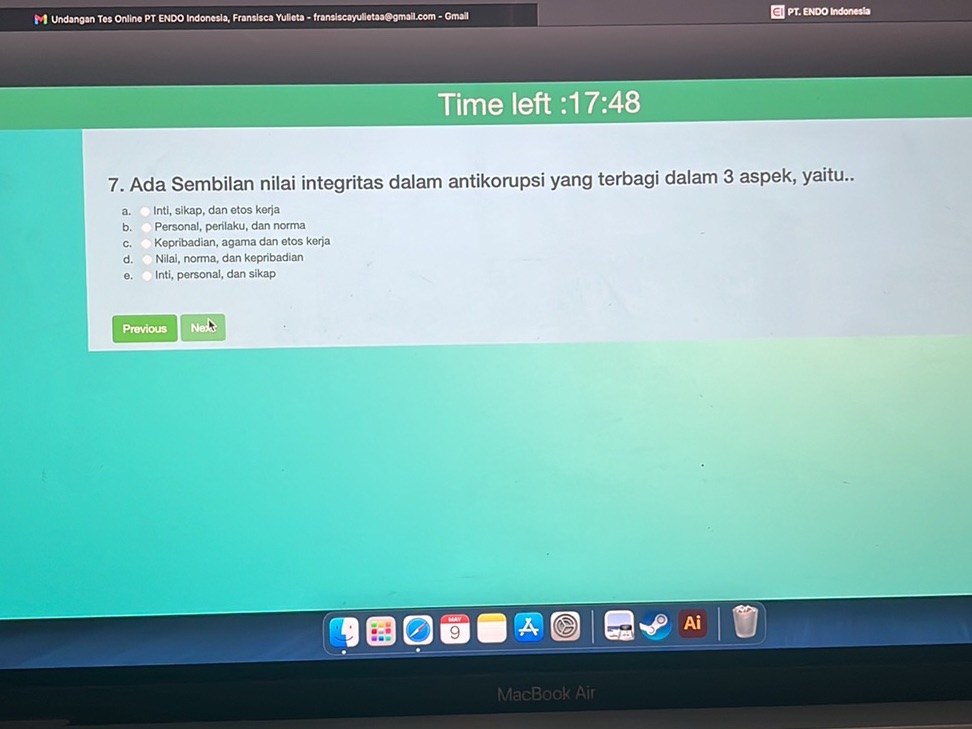 7. Ada Sembilan nilai integritas dalam | StudyX