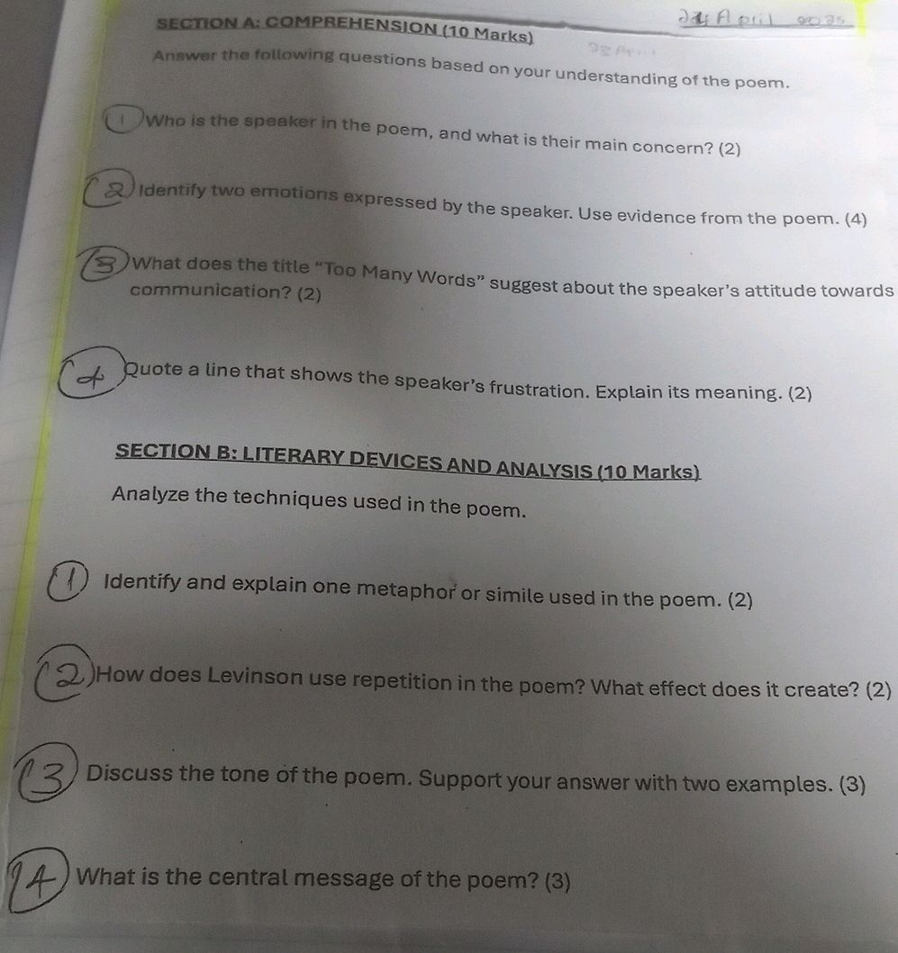 SECTION A: COMPREHENSION (10 Marks) Answer | StudyX