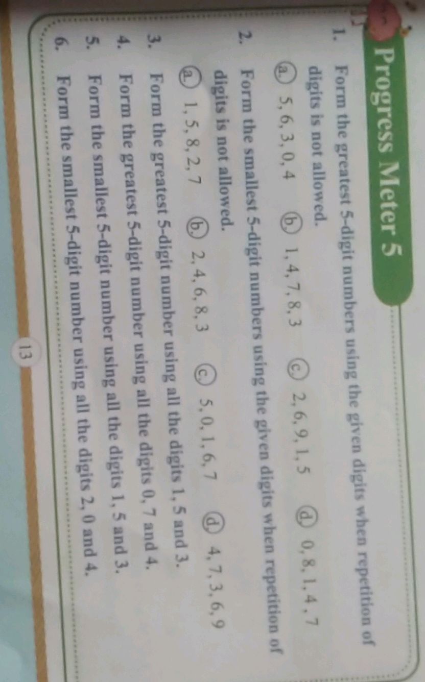 1. Form the greatest 5-digit numbers using | StudyX