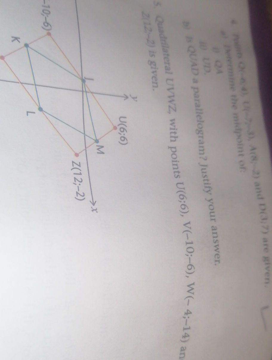 4. Points Q(-6,4), U(-7,-3), A(8,-2) and | StudyX