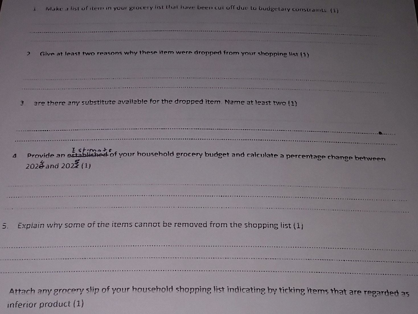 1. Make a list of item in your grocery list | StudyX