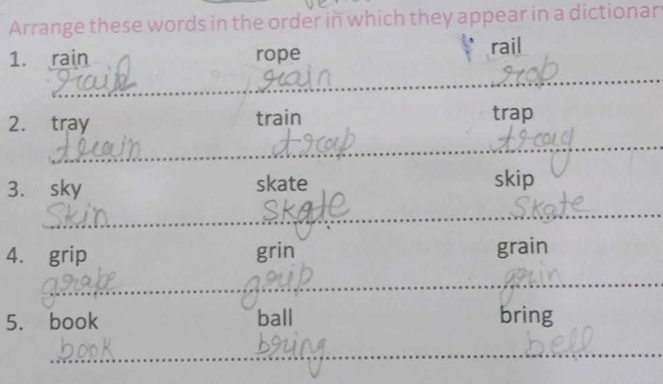 Arrange these words in the order in which | StudyX