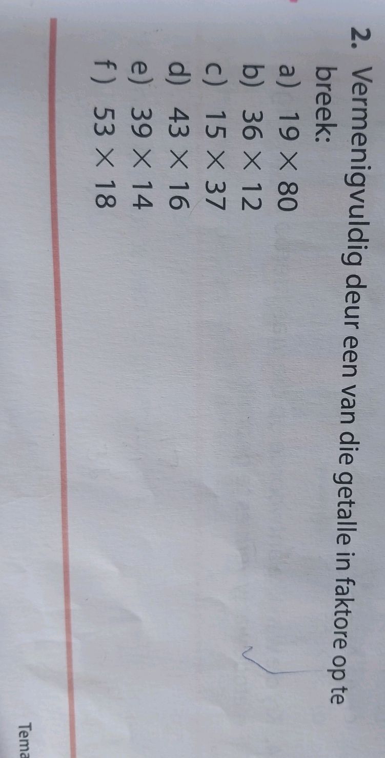 2. Vermenigvuldig deur een van die getalle | StudyX