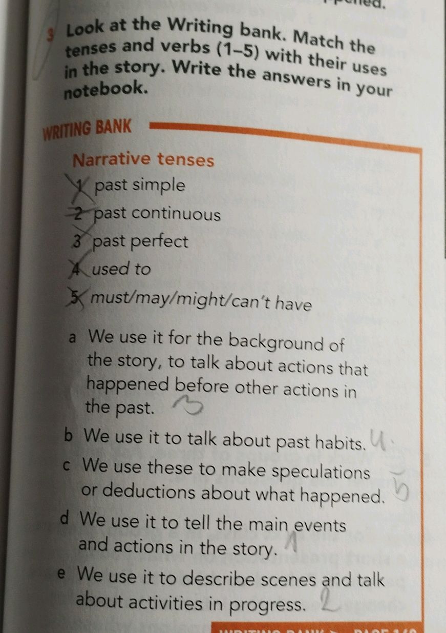 Look at the Writing bank. Match the tenses | StudyX