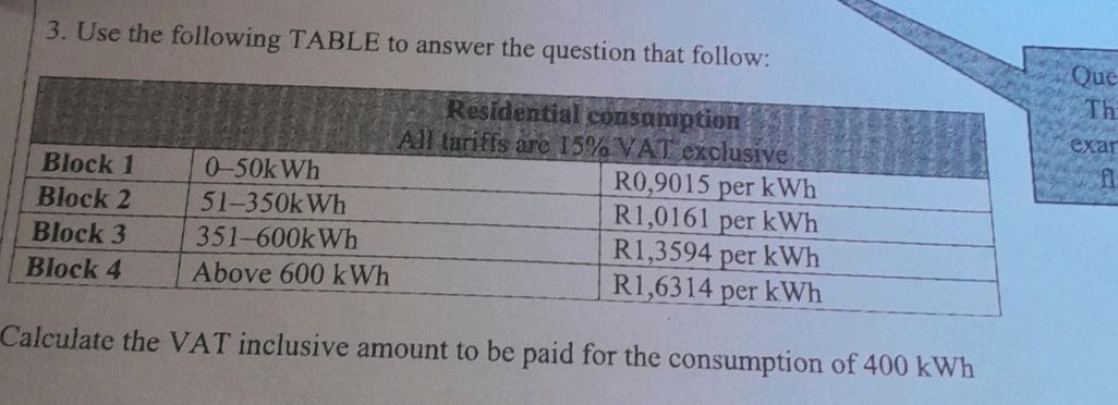 3. Use the following TABLE to answer the | StudyX