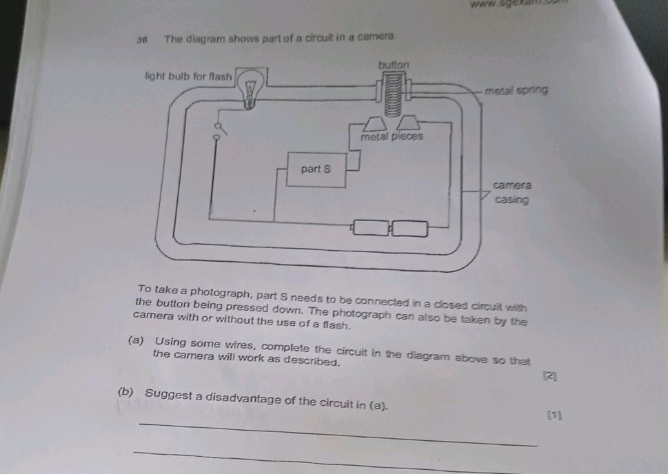 36 The diagram shows part of a circuit in a | StudyX