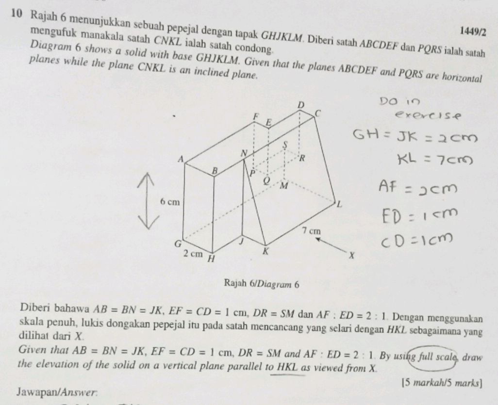 Diagram 6 shows a solid with base GHJKLM. | StudyX