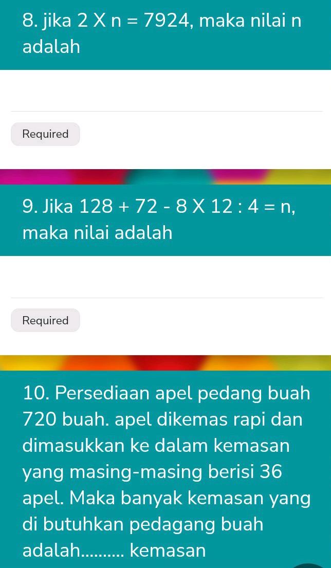 8. jika $2 n = 7924$, maka nilai n adalah | StudyX