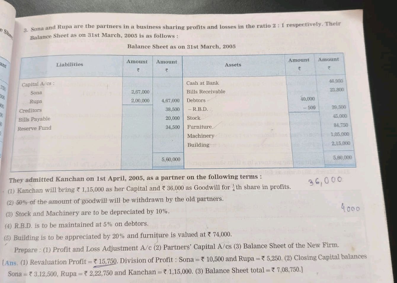 3. Sona and Rupa are the partners in a | StudyX