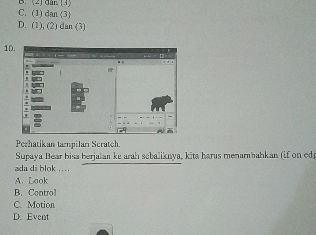 Perhatikan tampilan Scratch. Supaya Bear | StudyX
