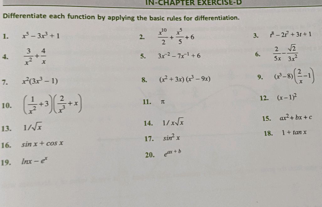 Differentiate each function by applying the | StudyX