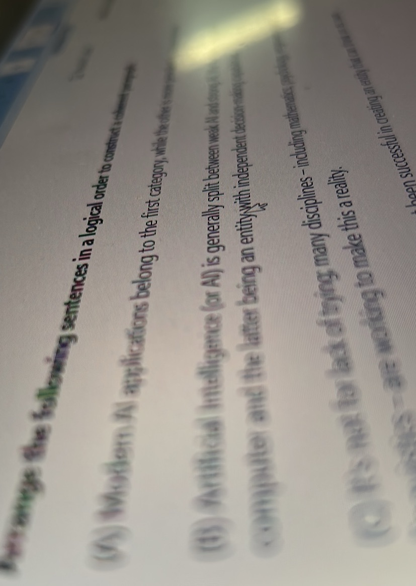 Arrange the following sentences in a logical | StudyX