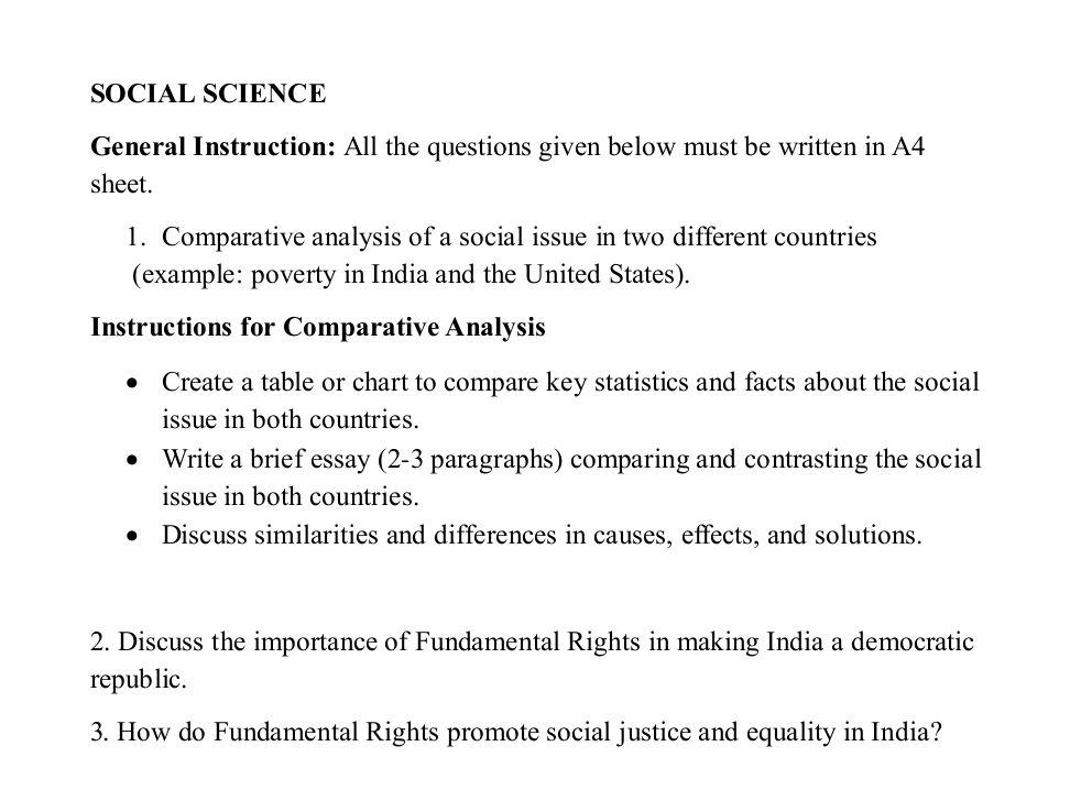 1. Comparative analysis of a social issue in | StudyX