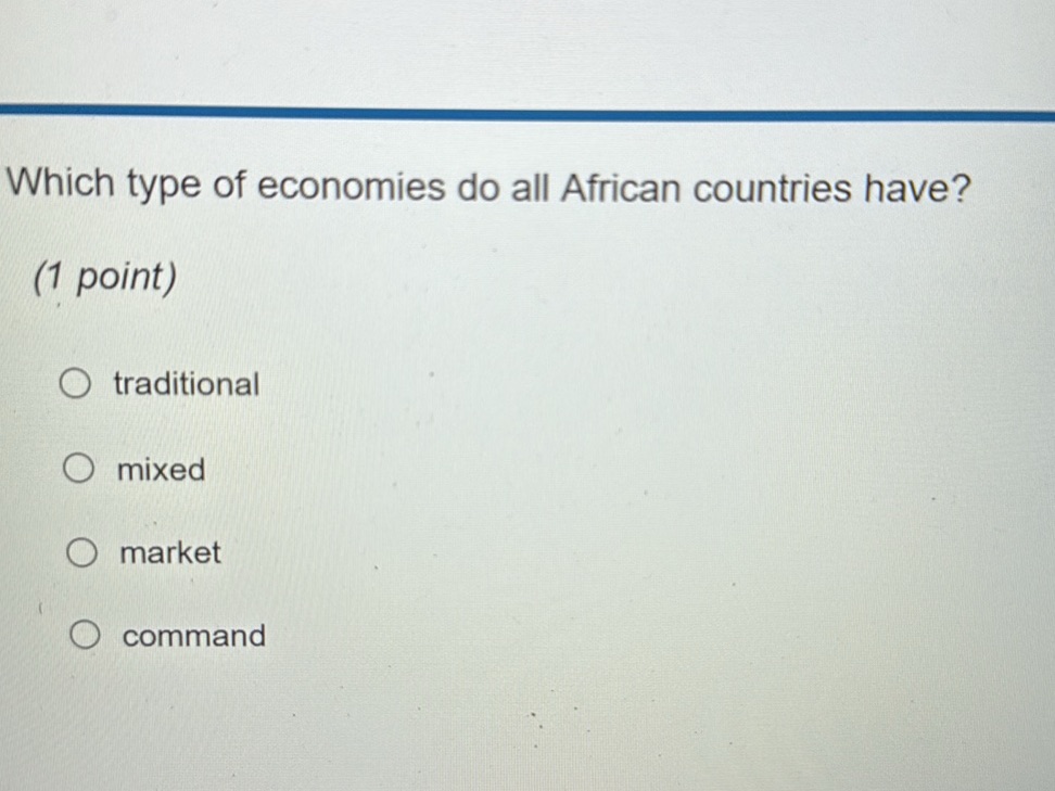 Which type of economies do all African | StudyX