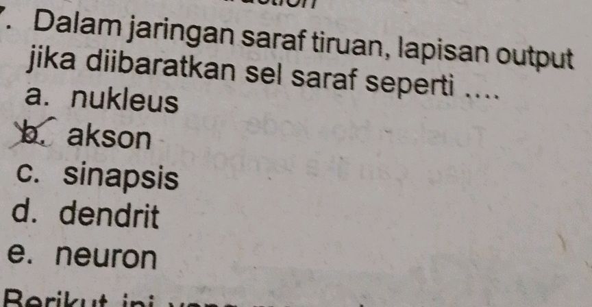 7. Dalam jaringan saraf tiruan, lapisan | StudyX