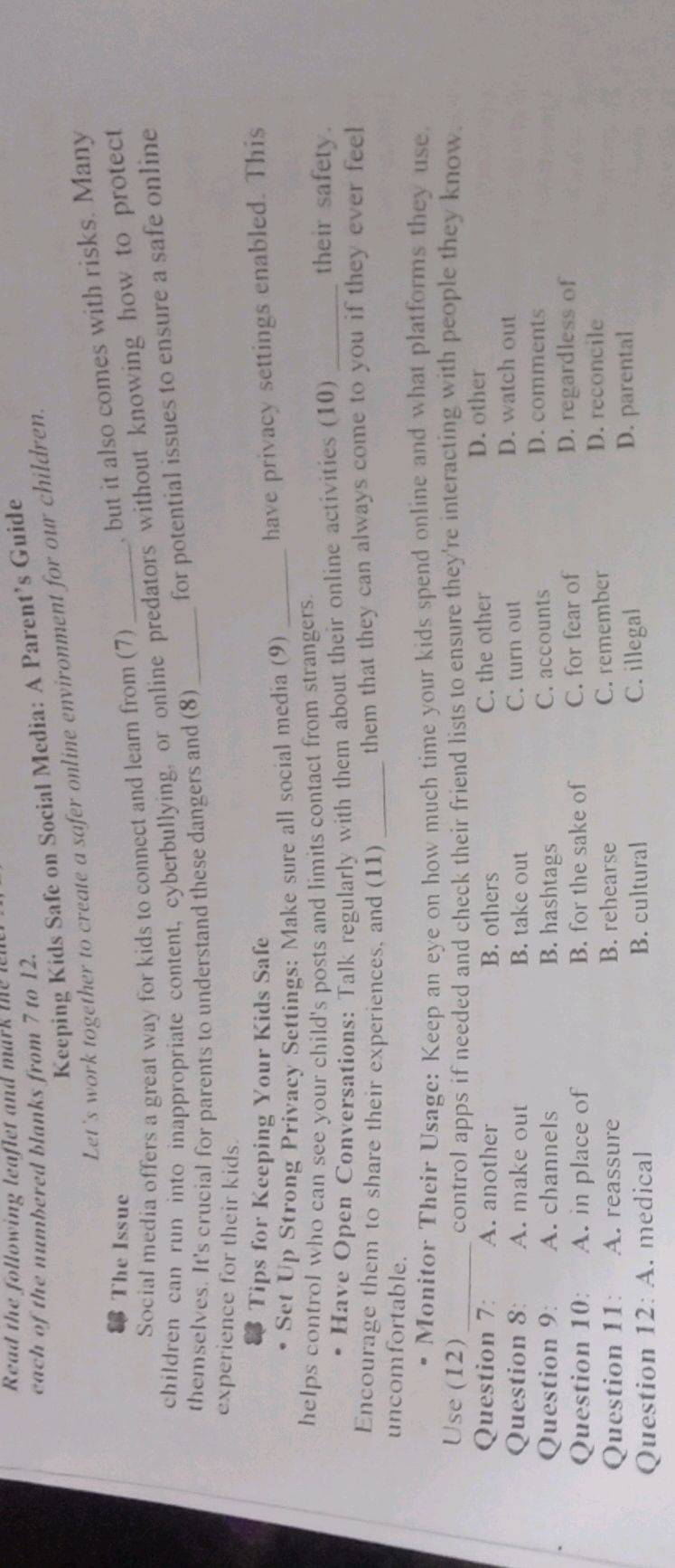 Read the following leaflet and mark the | StudyX