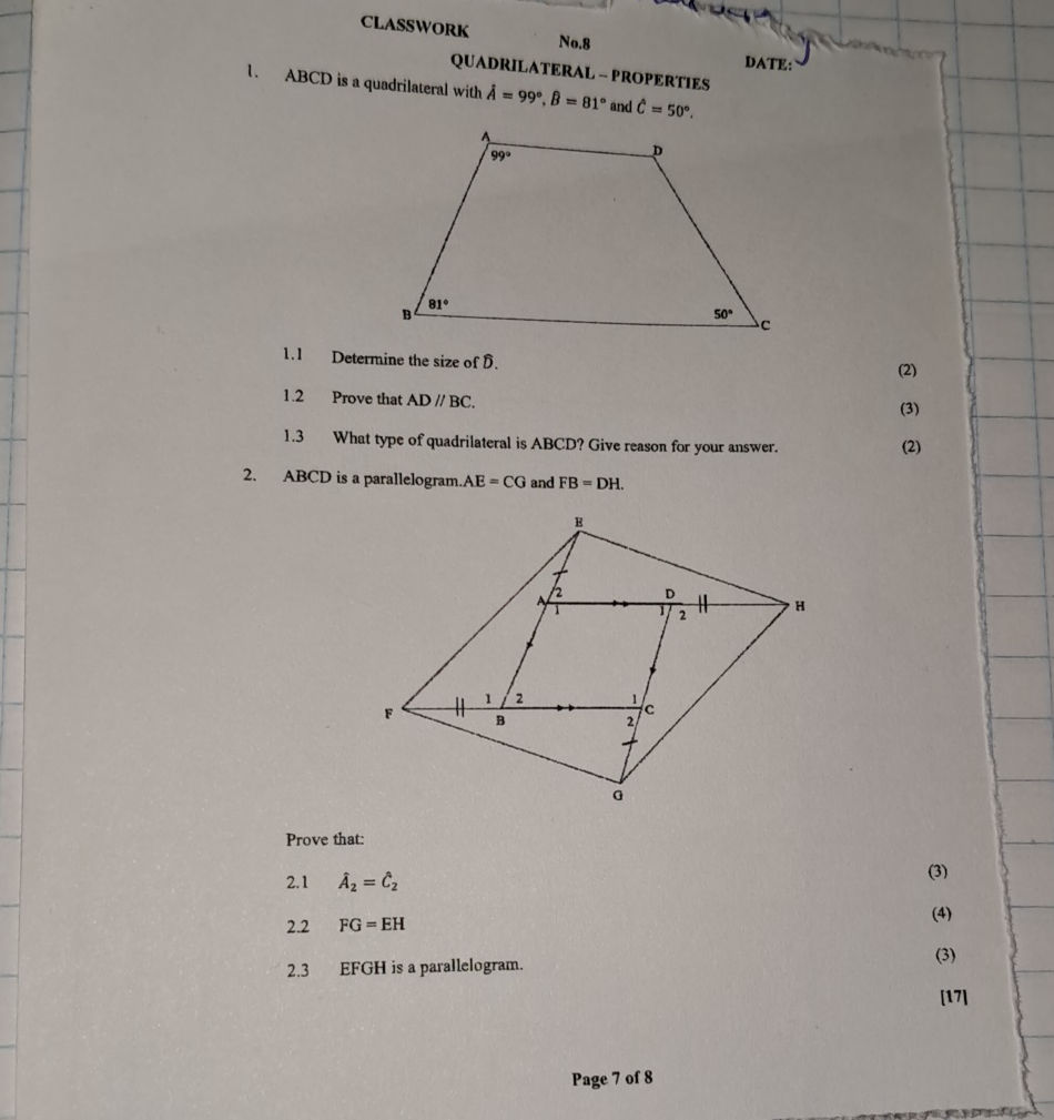 1. ABCD is a quadrilateral with $ {A} = 99^ | StudyX