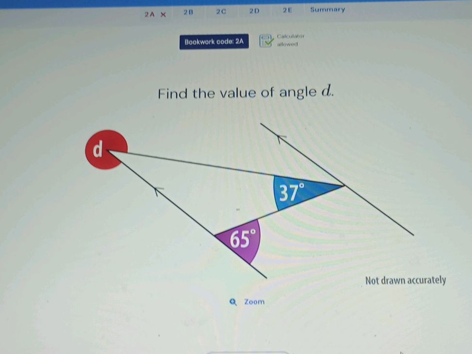 Find the value of angle d. The image shows | StudyX