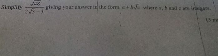 Simplify $ { {48}}{2 {3}-3}$ giving your | StudyX
