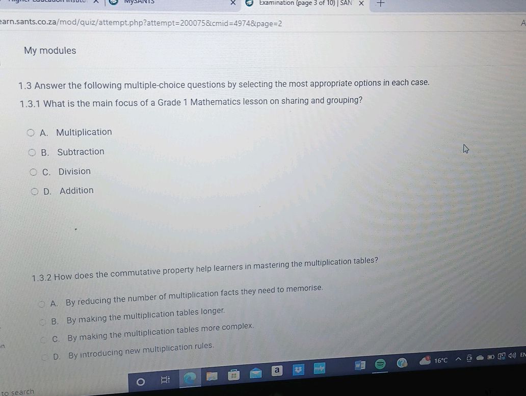 1.3 Answer the following multiple-choice | StudyX