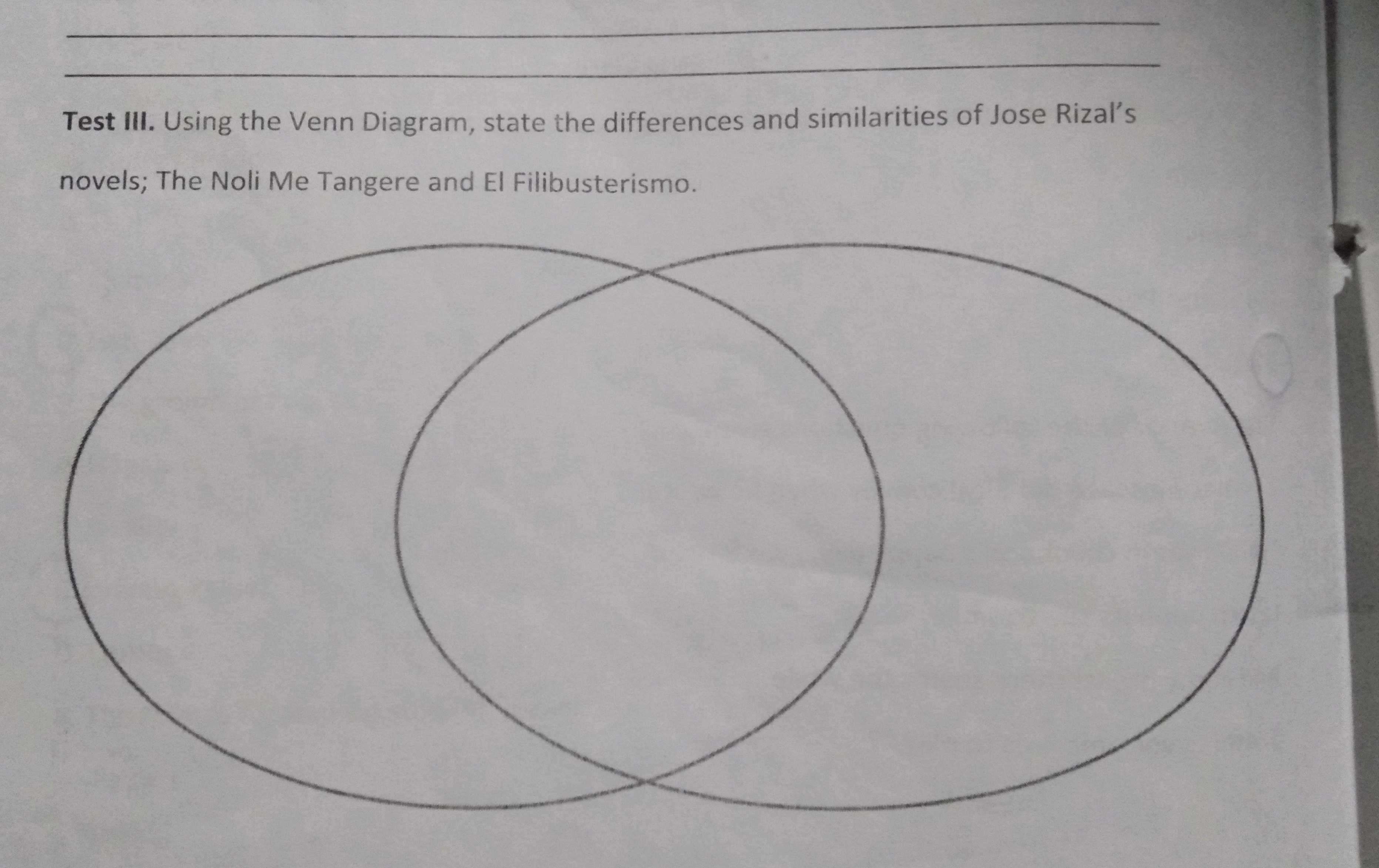 Test III. Using the Venn Diagram, state the | StudyX
