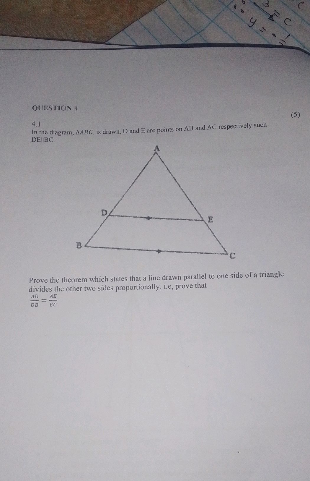 4. 1 In the diagram, $ ABC$, is drawn, D | StudyX