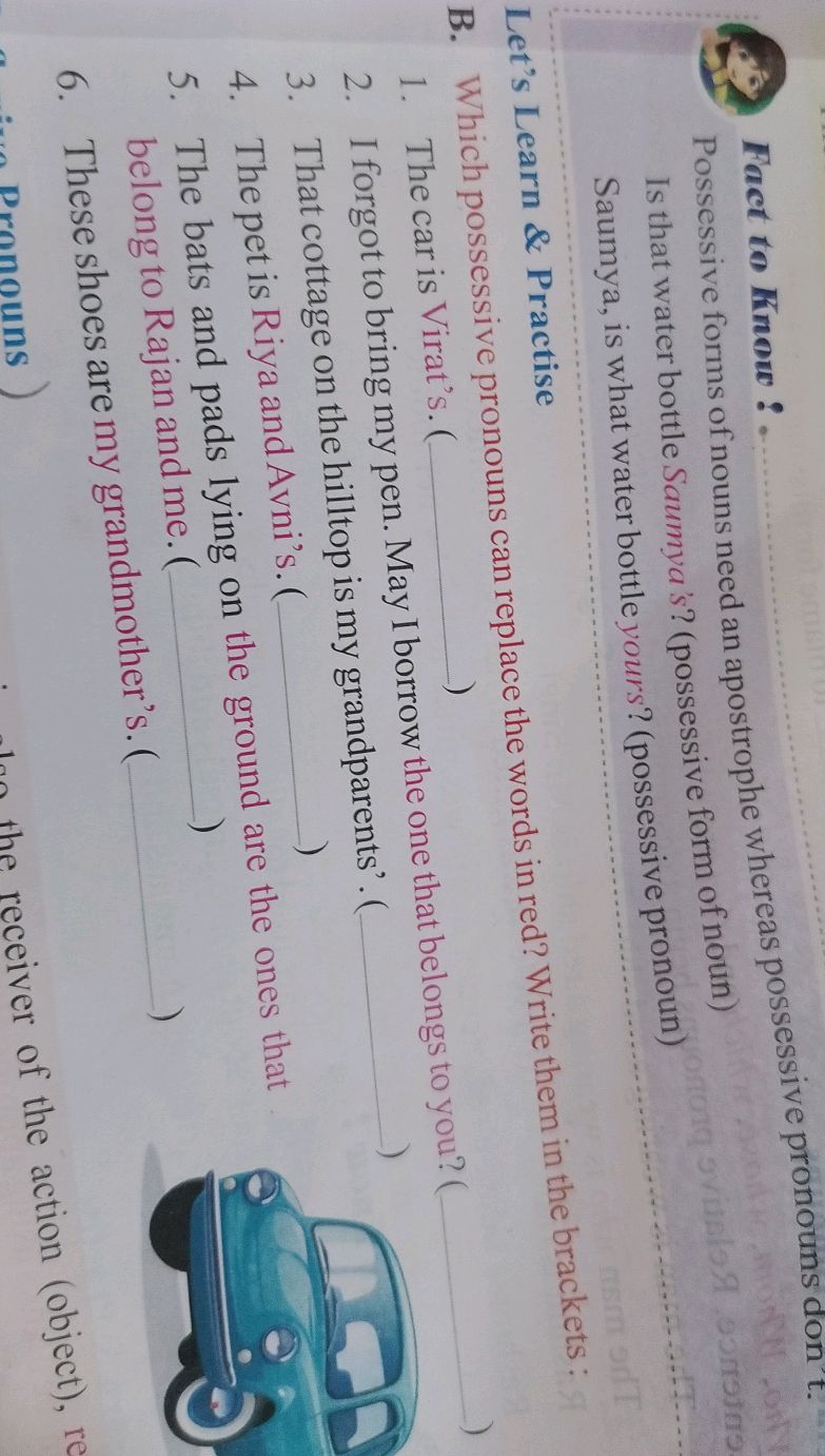 B. Which possessive pronouns can replace the | StudyX