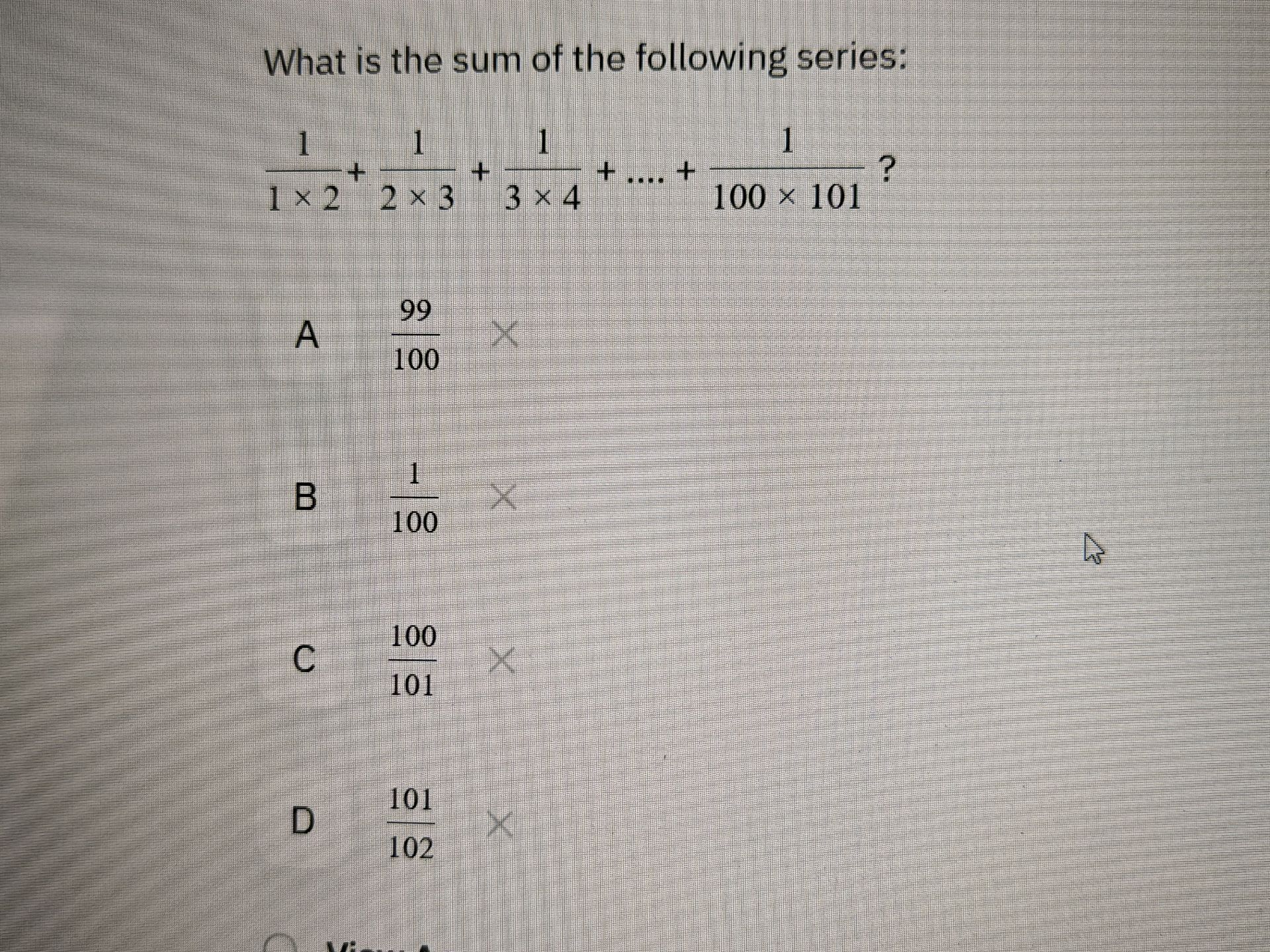 What is the sum of the following series: $ | StudyX