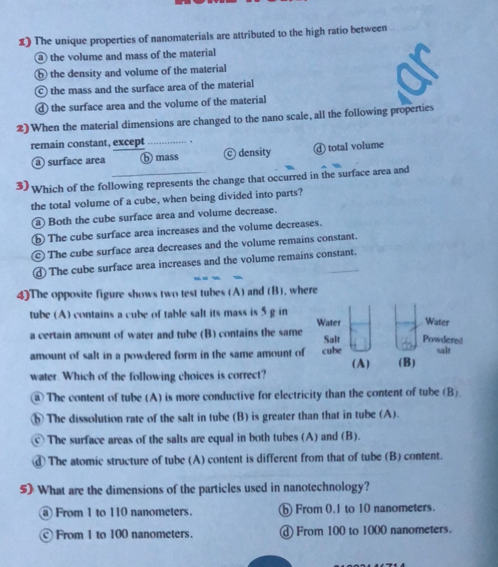 1) The unique properties of nanomaterials | StudyX