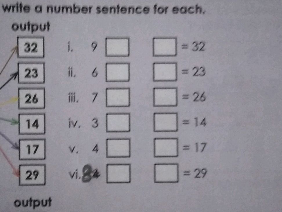 Write a number sentence for each. output 32 | StudyX