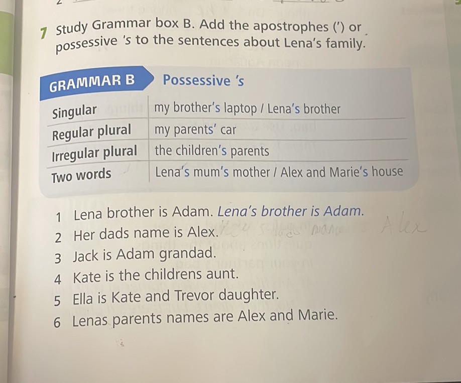 Study Grammar box B. Add the apostrophes (') | StudyX