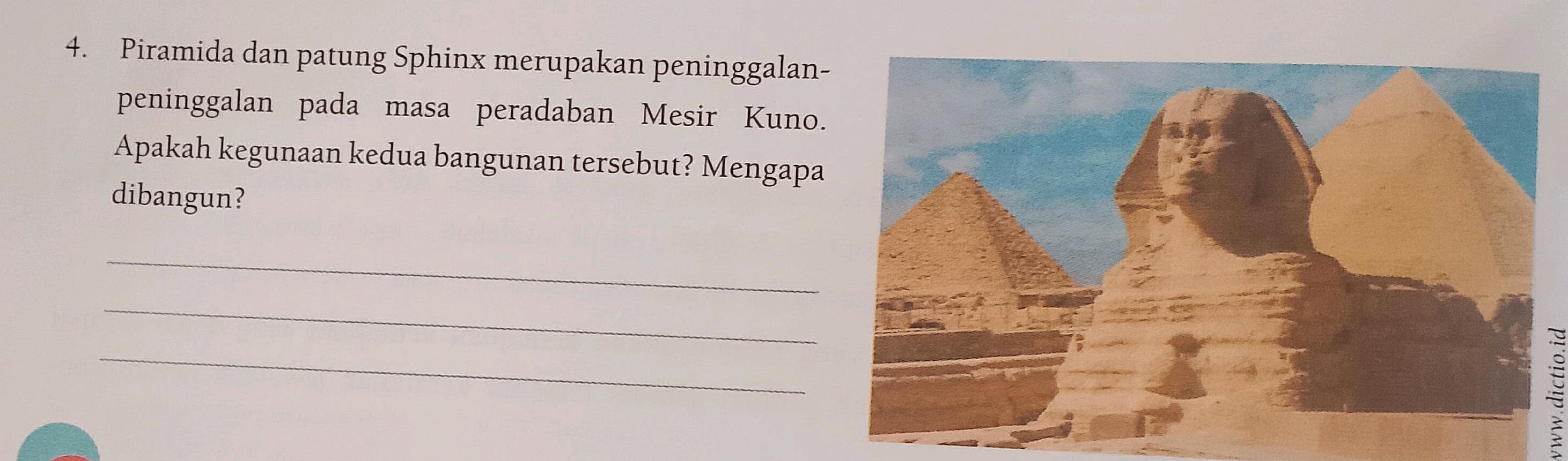 4. Piramida dan patung Sphinx merupakan | StudyX