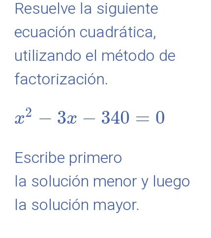 Resuelve la siguiente ecuación cuadrática, | StudyX