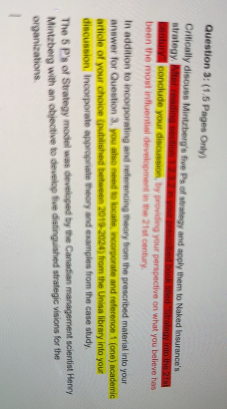 Question 3: (1.5 Pages Only) Critically | StudyX