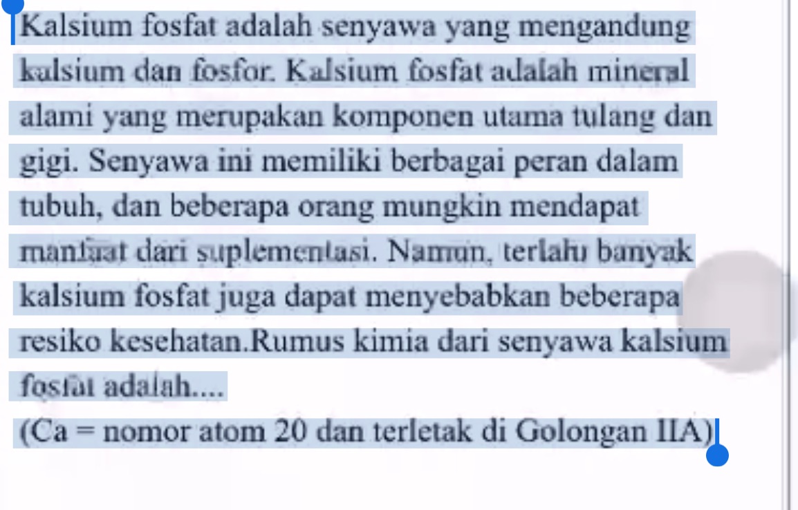 Kalsium fosfat adalah senyawa yang | StudyX