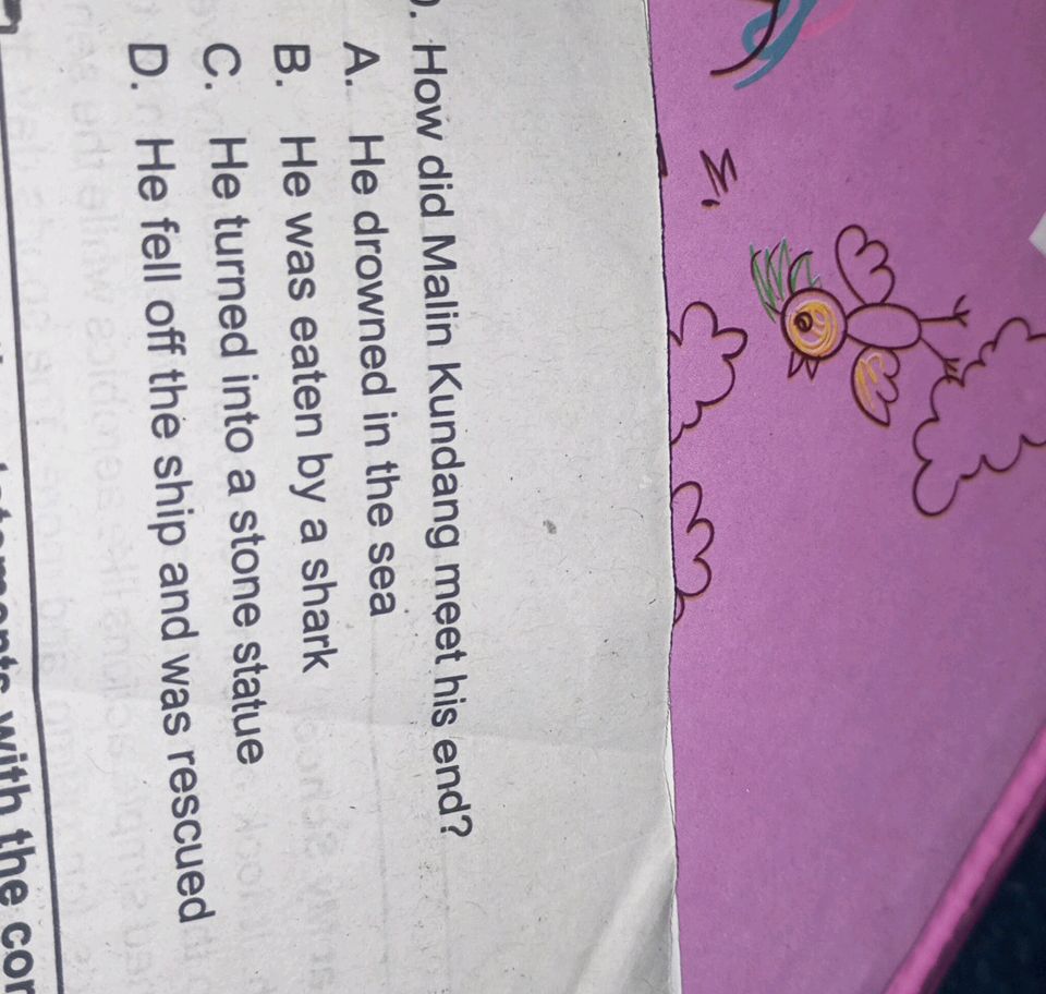 9. How did Malin Kundang meet his end? A. | StudyX