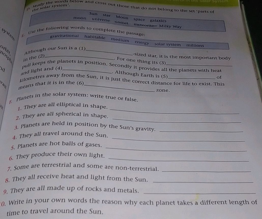 E. Use the following words to complete the | StudyX
