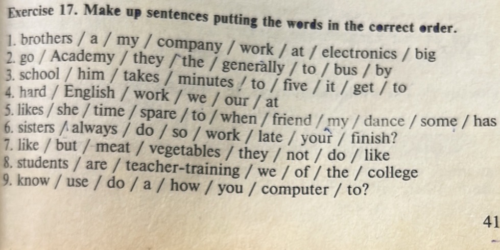Exercise 17. Make up sentences putting the | StudyX